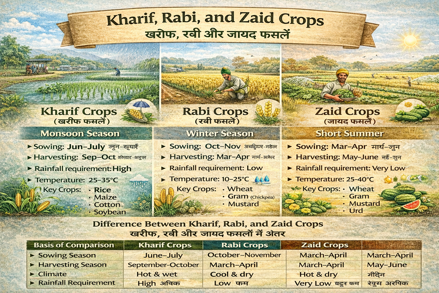 Kharif, Rabi, and Zaid Crops – KrishiCenter