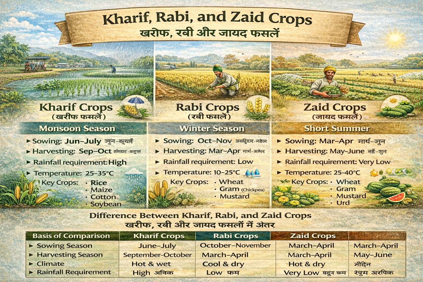 Kharif, Rabi, and Zaid Crops – KrishiCenter
